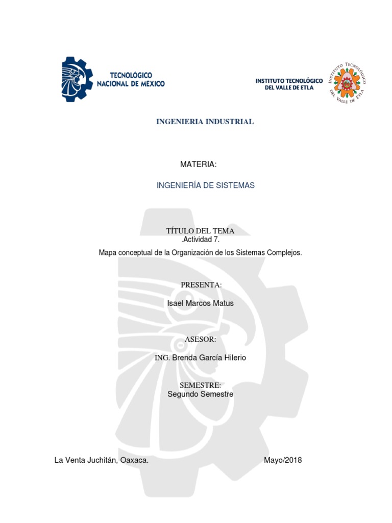 Mapa Conceptual. Organizacion de Los Sistemas Complejos | PDF | Sistema | Comportamiento