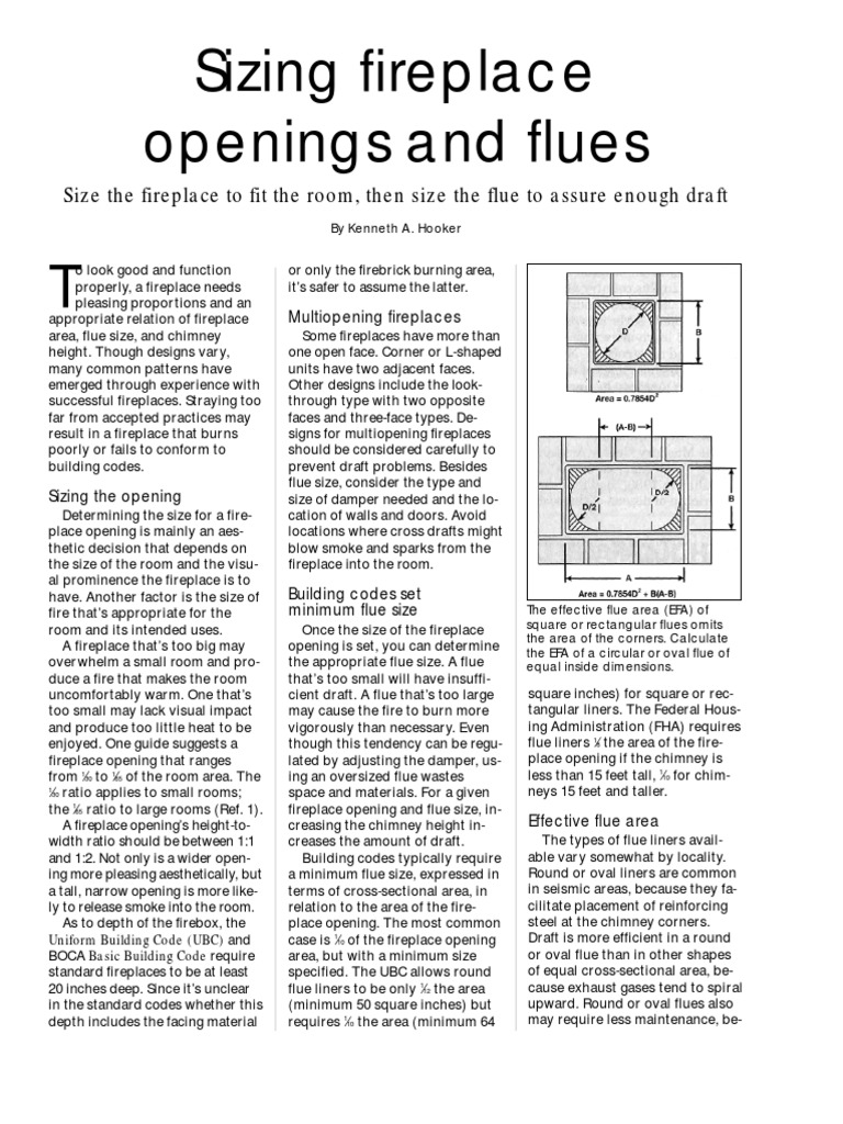 Sizing Fireplace Openings and Flues | PDF | Chimney | Fireplace
