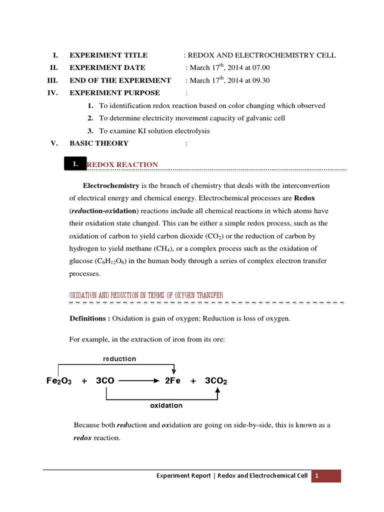 Electrochemistry Cell Experiments | PDF | Redox | Electrochemistry