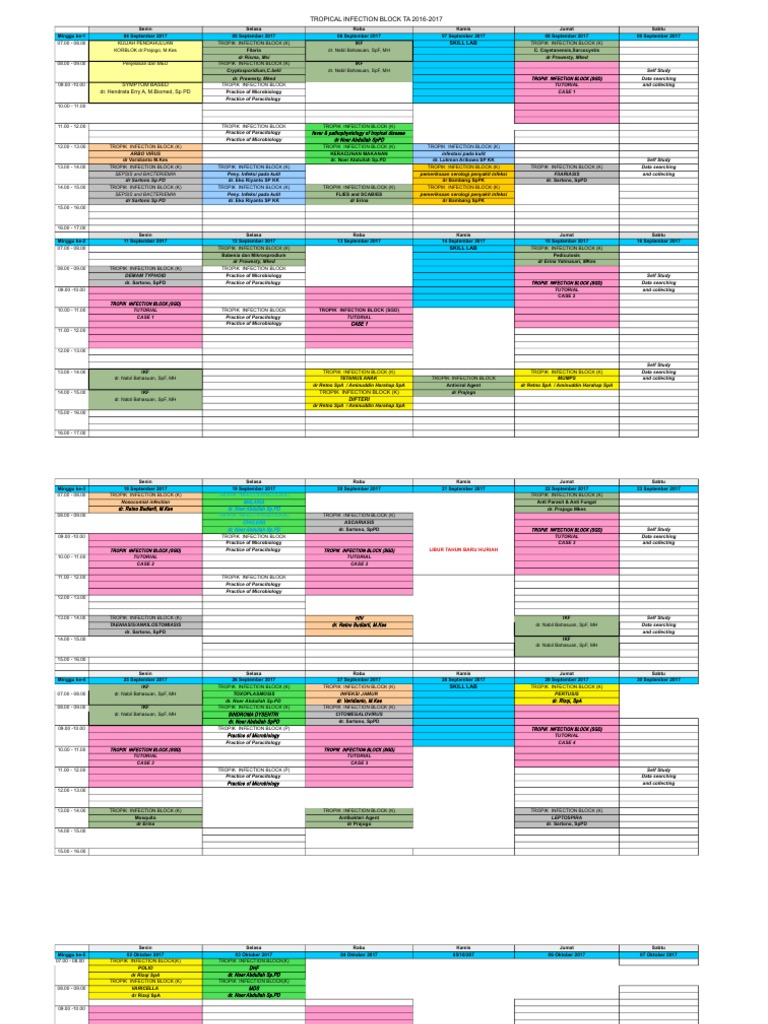 Jadwal Blok Tropmed Sem 7 FK UHT 2017-2018 | PDF
