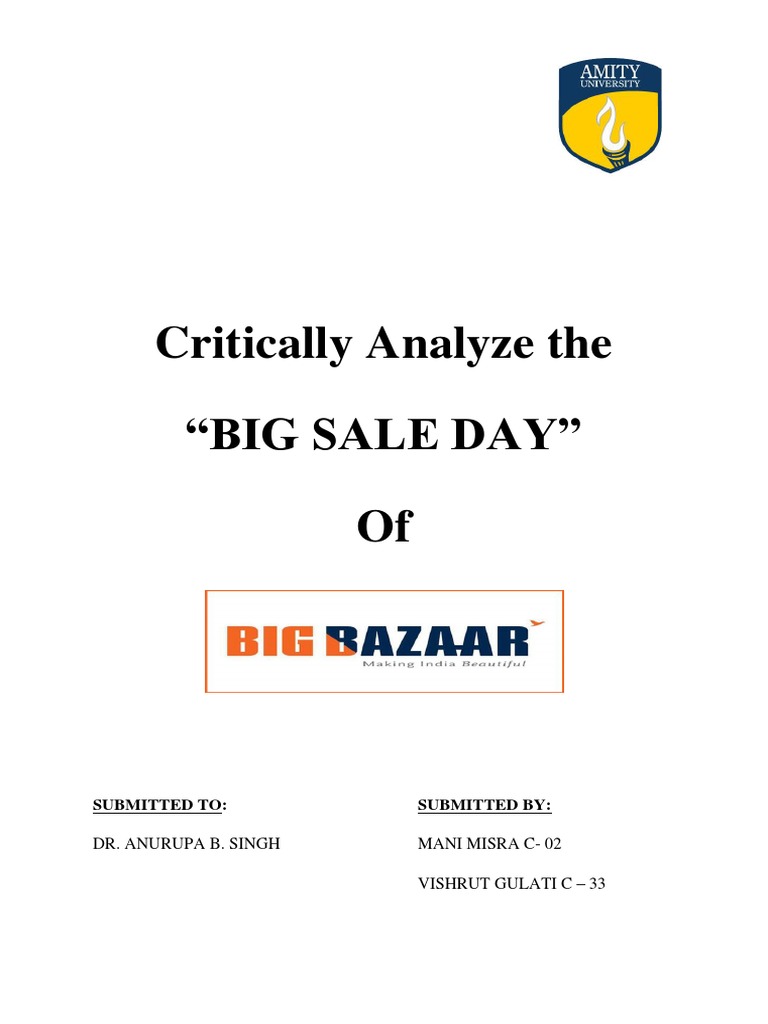 Big Bazaar Analyzing Maha Bachat Sale | PDF | Point Of Sale | Retail