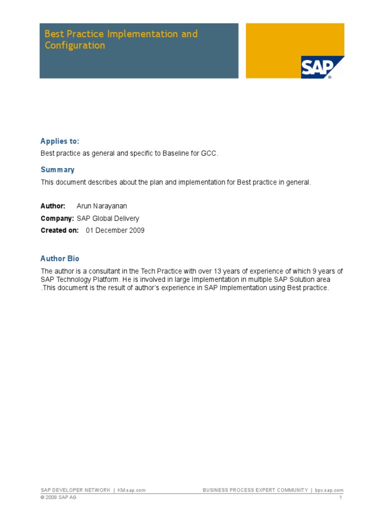 Best Practice Implementation and Configuration | PDF | Sap Se ...