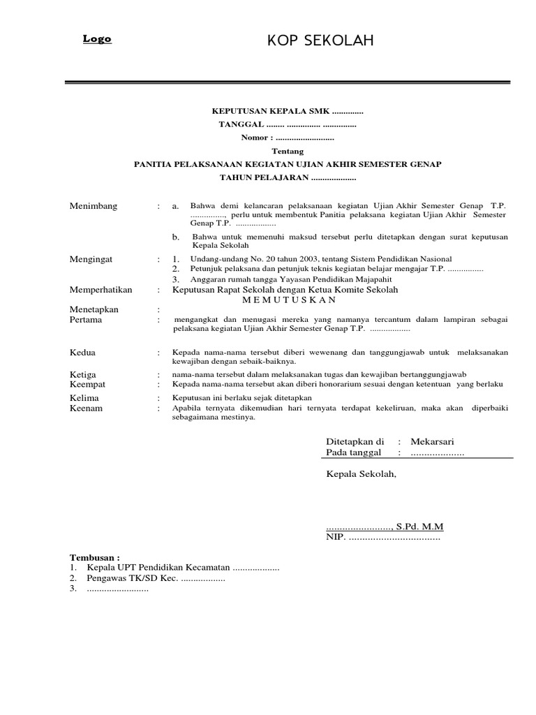 Contoh SK UAS Terbaru | PDF