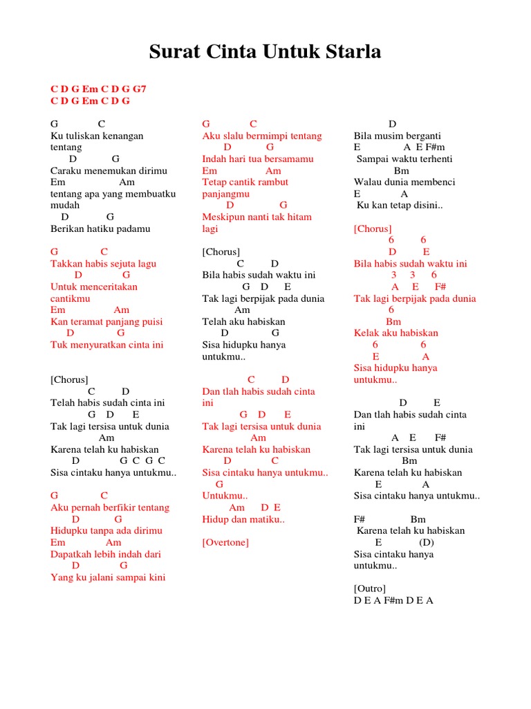 Chord Surat Cinta Untuk Starla PDF | PDF