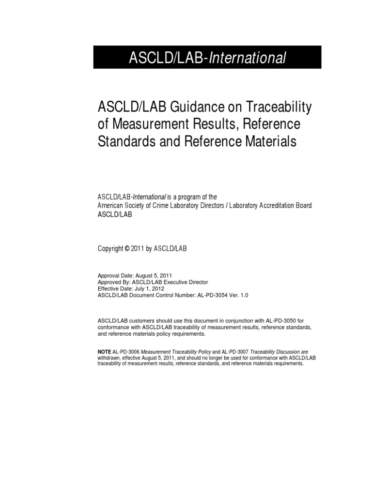 Ascld Guidance On Traceability of Measurement - 2011 | PDF ...