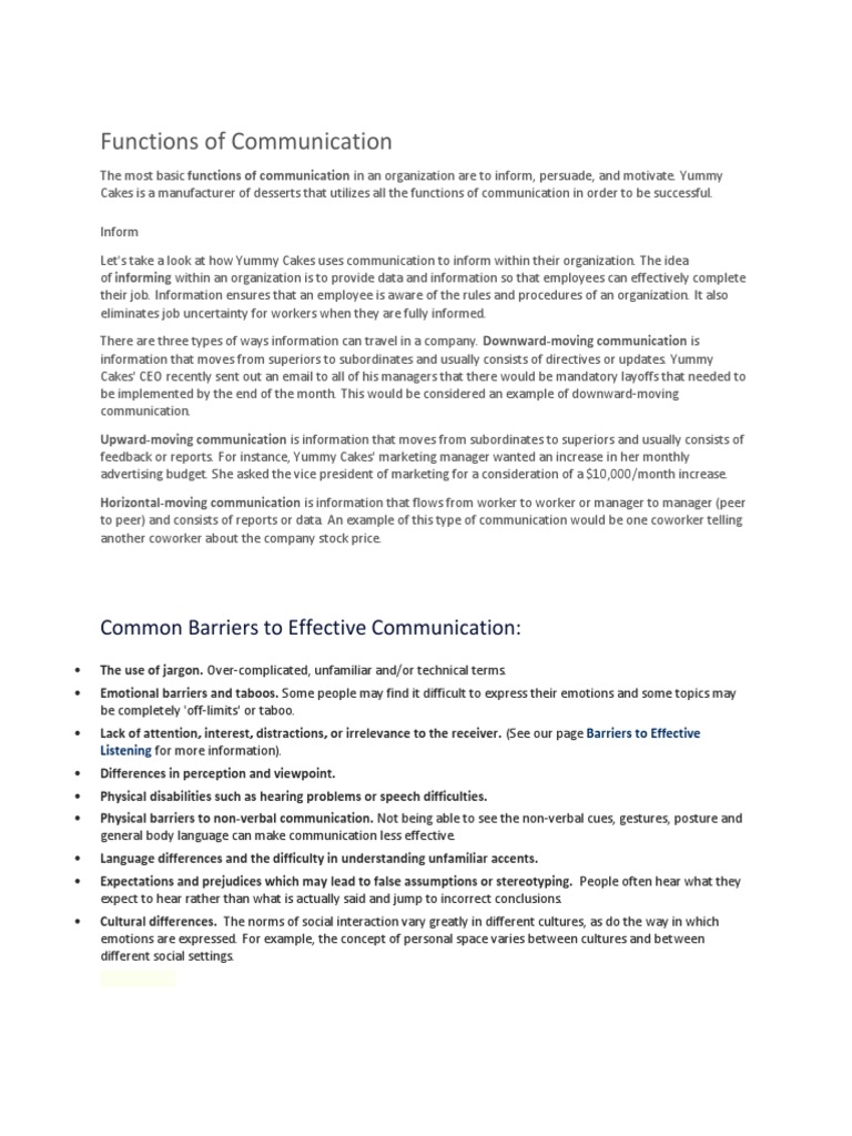 Function Barriers and Elements of Communication | PDF | Nonverbal ...