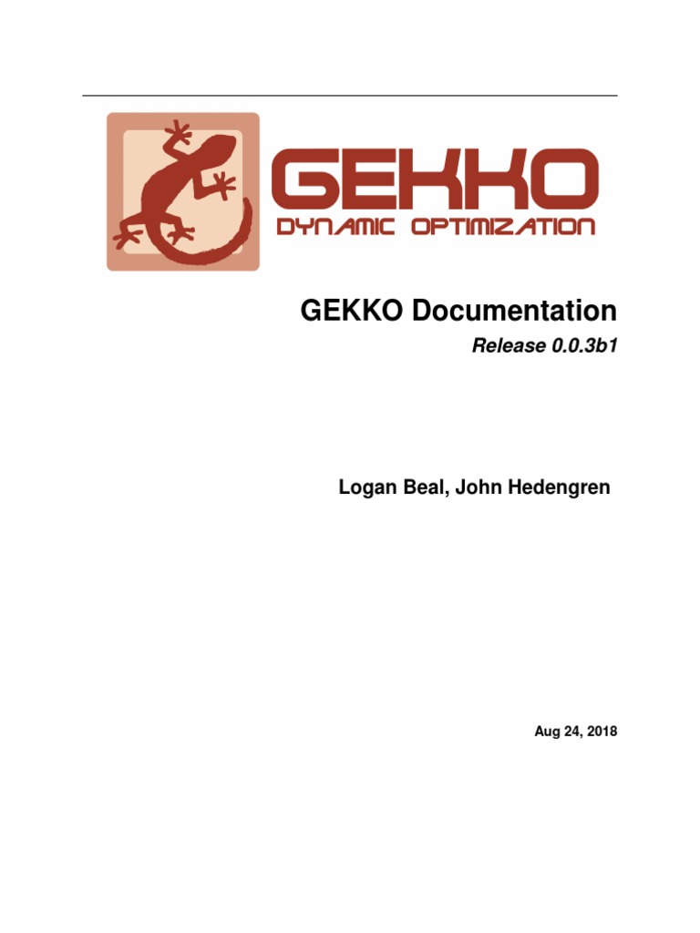 Gekko Tutorial Pdf Mathematical Optimization Linear Programming