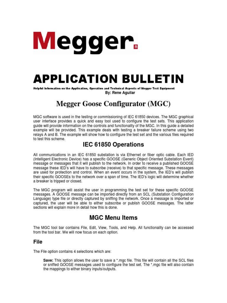 Application Bulletin: Megger Goose Configurator (MGC) | Download Free PDF | Computer Network ...