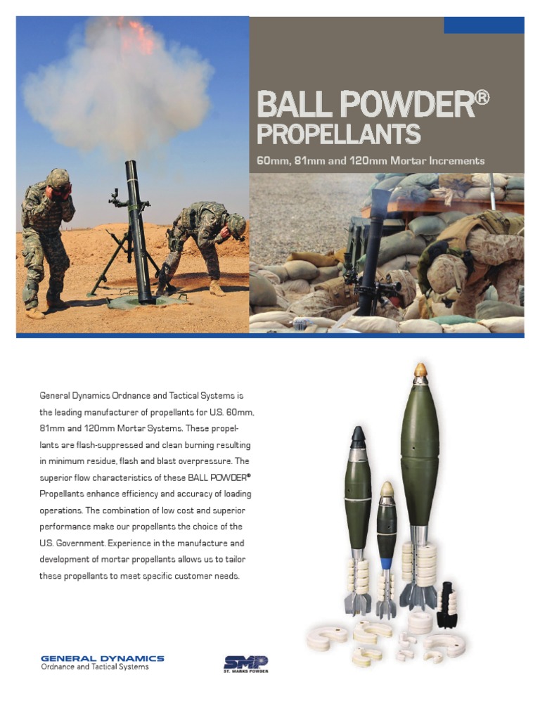 BALL POWDER Propellants 60-81-120mm | PDF | Ammunition | Projectiles