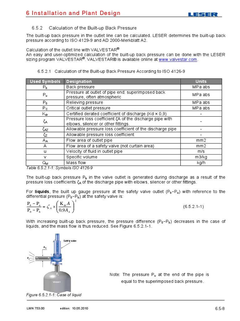 Calculation of The Built Up Back Pressure - LESER | PDF