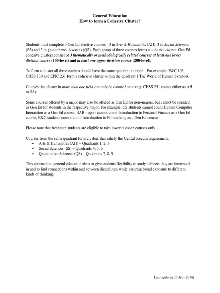 Gen Ed Cohesive Clusters Guide | PDF | Social Science | Sociology