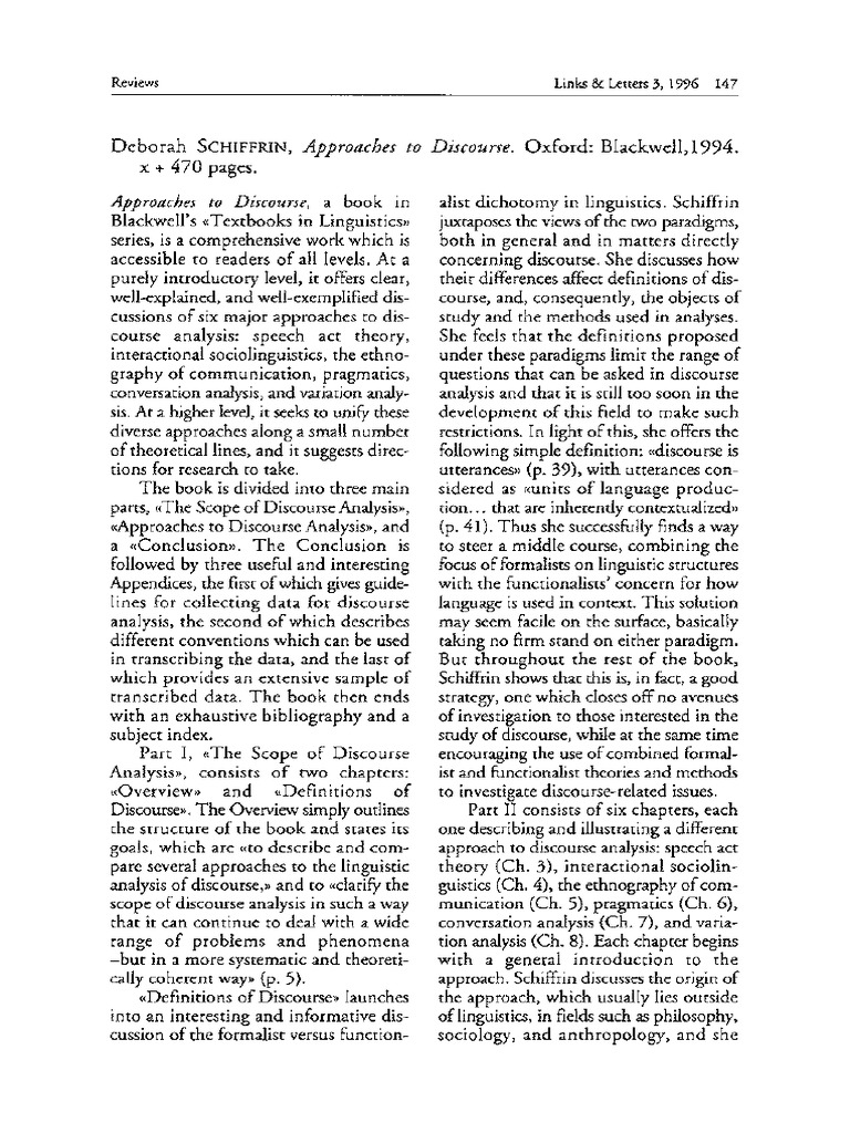About Deborah Schiffin's Book | PDF | Linguistics | Discourse