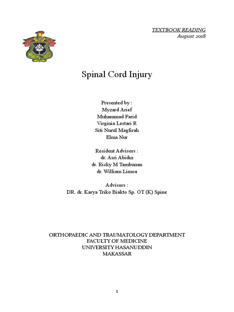 Spinal Cord Injury | PDF | Vertebra | Vertebral Column