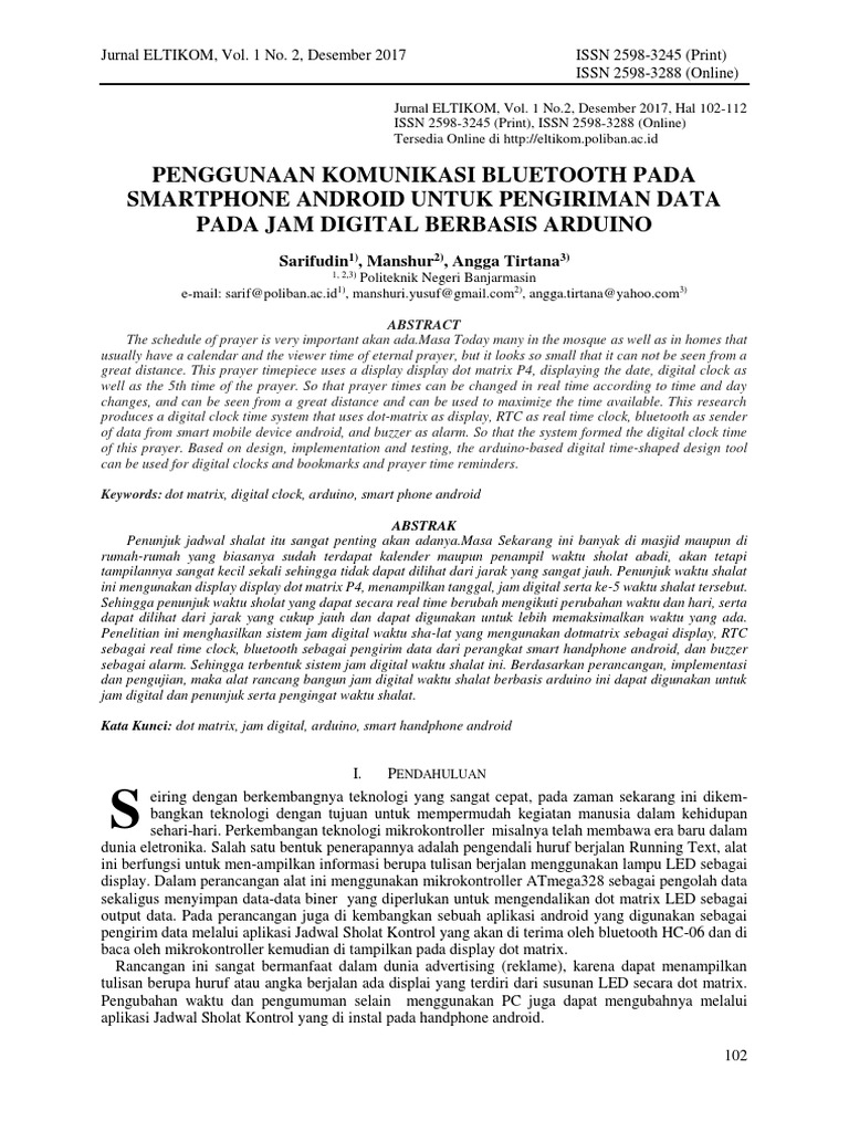 Penggunaan Komunikasi Bluetooth Pada Smartphone Android Untuk Pengiriman Data Pada Jam Digital ...