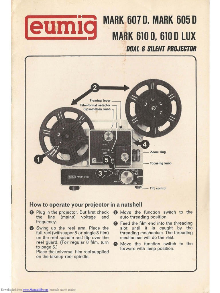 Eumig Mark 607D, Mark 605 D, Mark 610 D, 610 D Lux (Dual 8 Silen Projector) | PDF | Incandescent ...