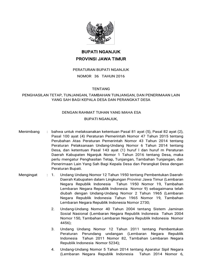 Perbup Nganjuk Siltap PDF | PDF