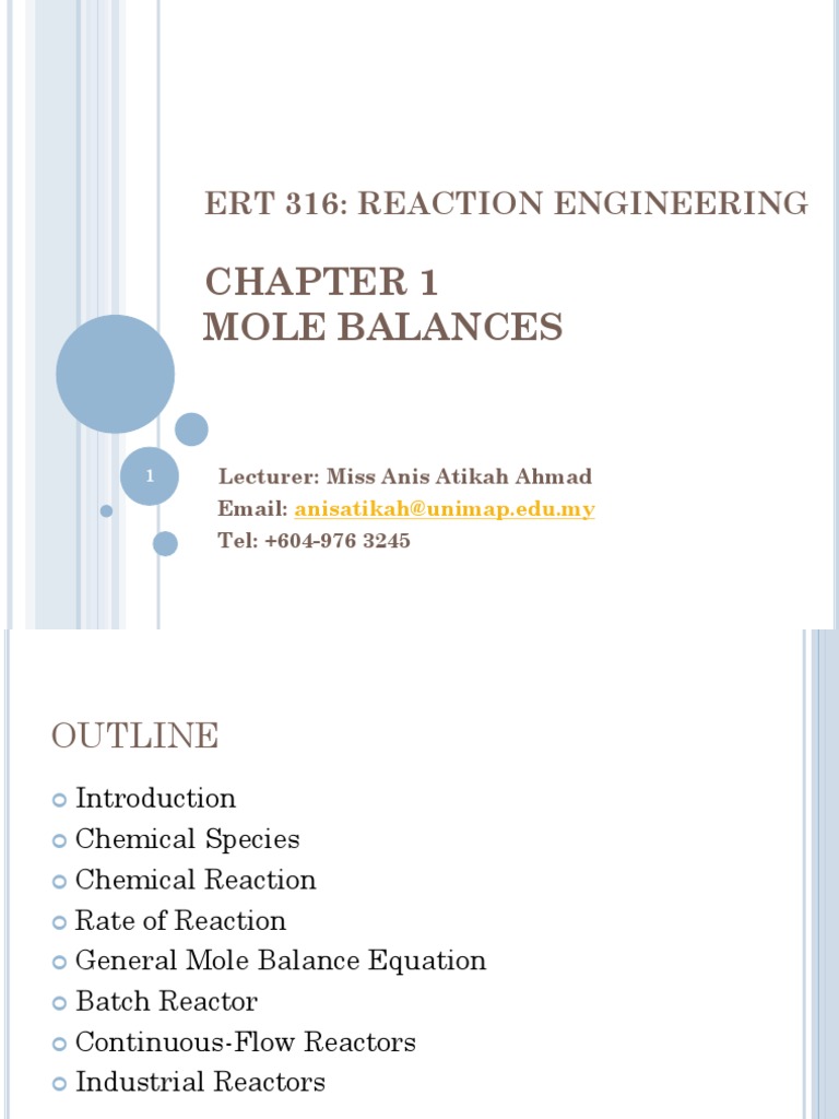 Mole Balances in Reaction Engineering | PDF | Chemical Reactor ...