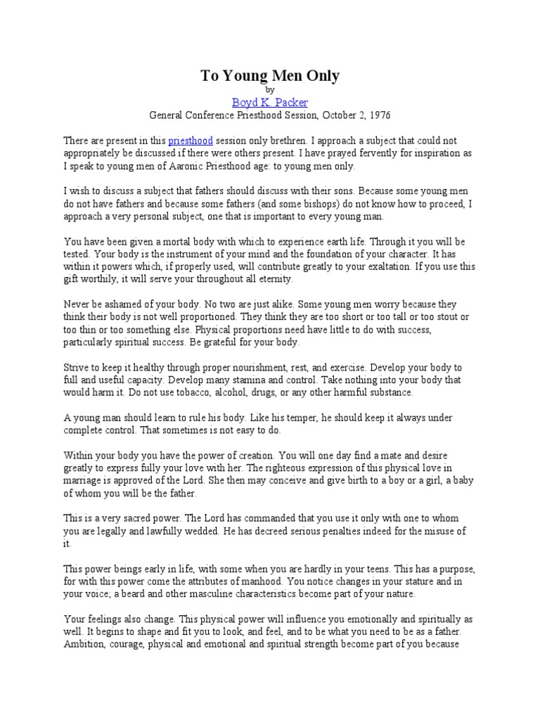 To Young Men Only | PDF | Marriage
