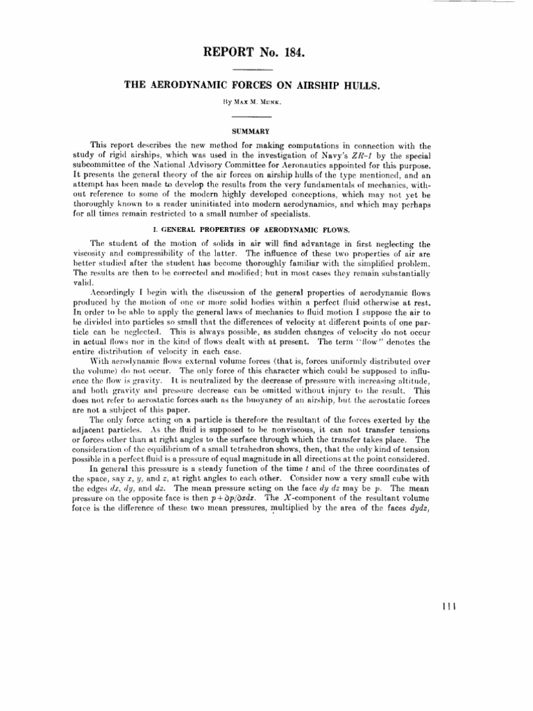 NACA Report 184 The Aerodynamic Forces On Airship Hulls | PDF ...