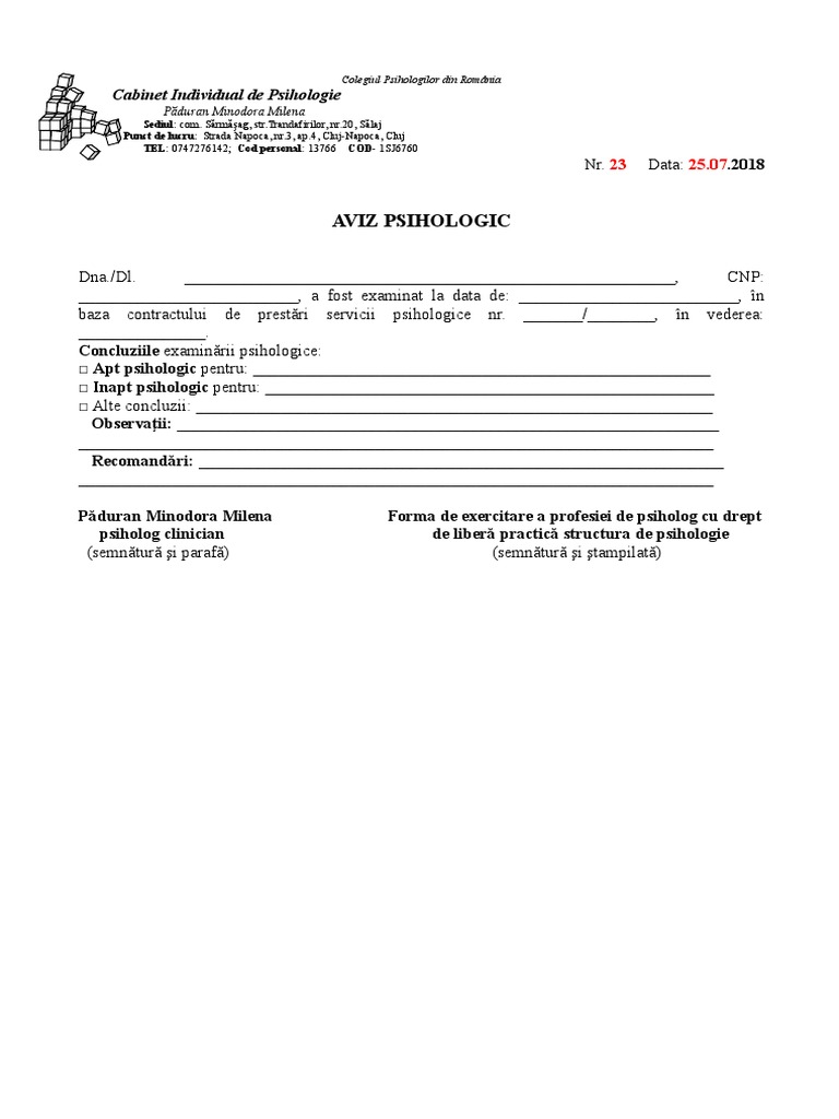 model aviz psihologic.doc