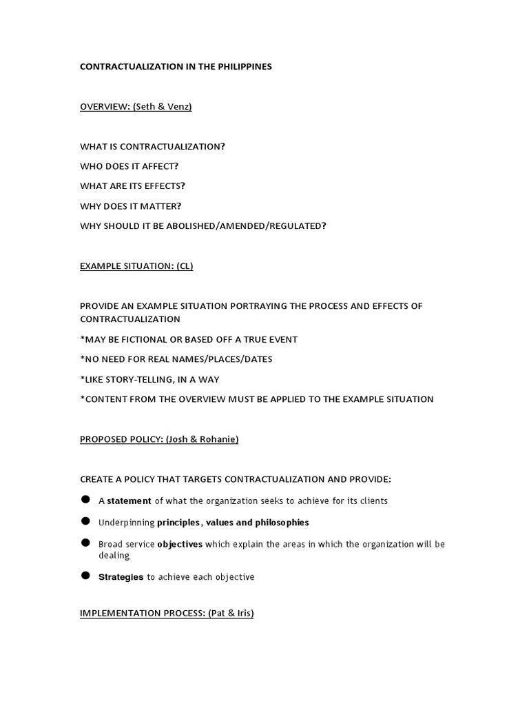 Contractualization in The Philippines: Strategies To Achieve Each ...