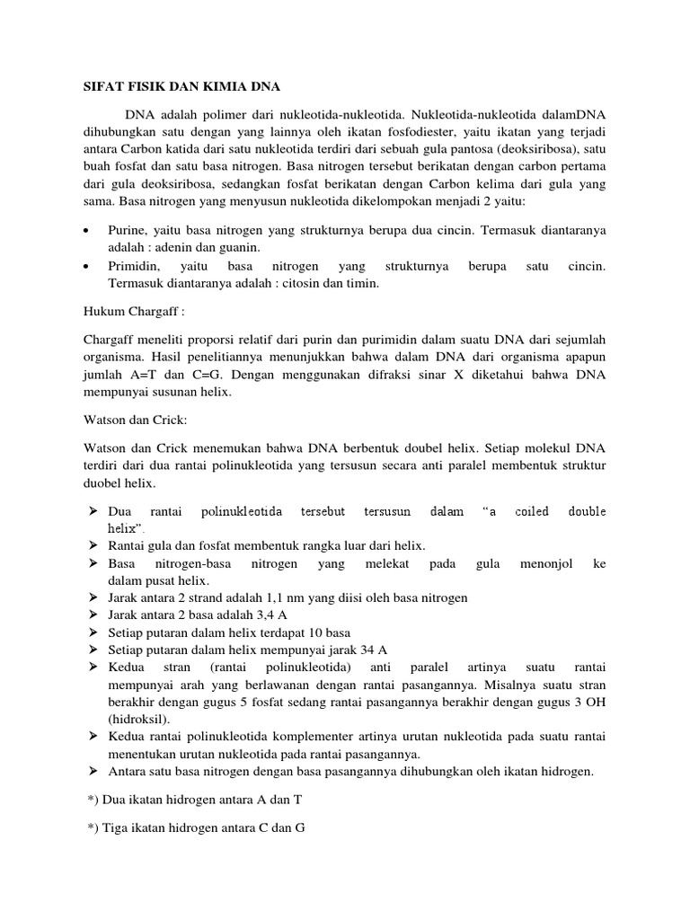 Sifat Kimia dan Struktur DNA | PDF | Sains & Matematika
