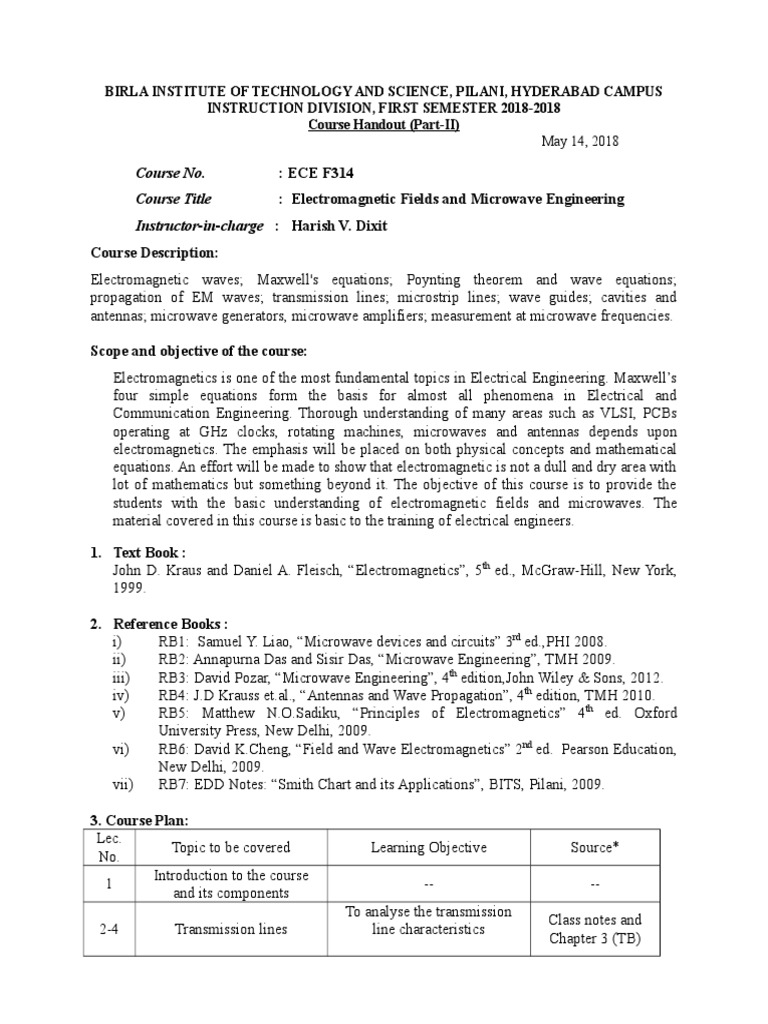 Ece F314 | PDF | Microwave | Waves
