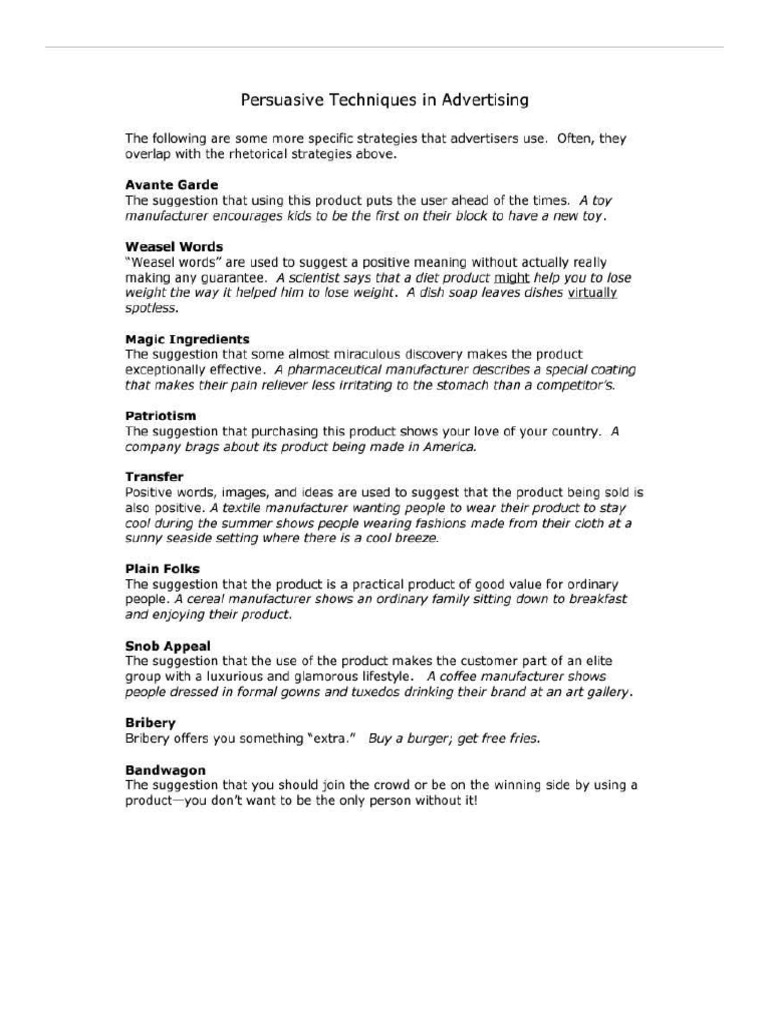Persuasive Techniques | PDF