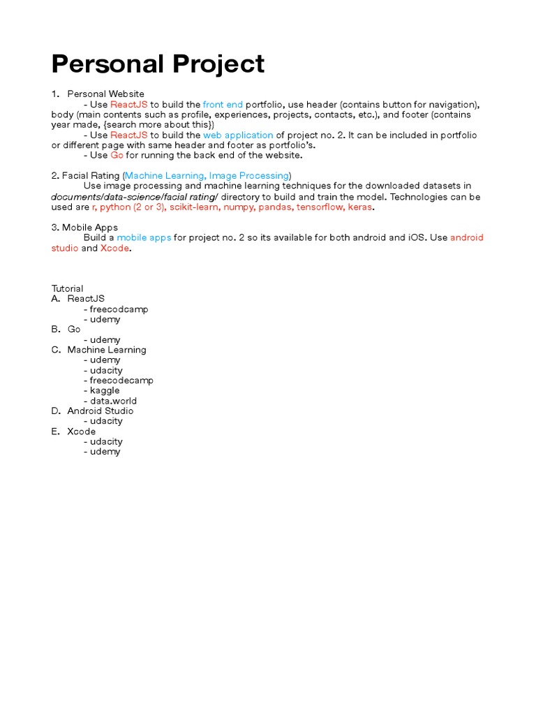 Personal Project Guidance | PDF