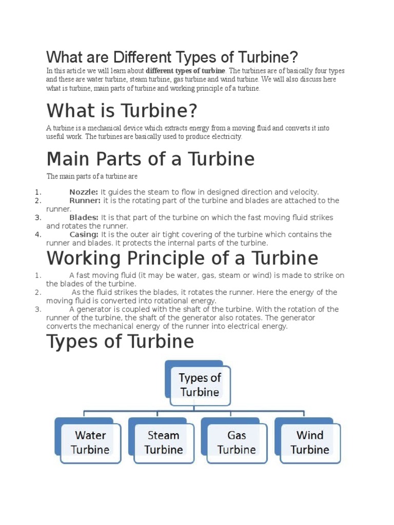 Types of Turbines Explained | PDF | Turbine | Jet Engine