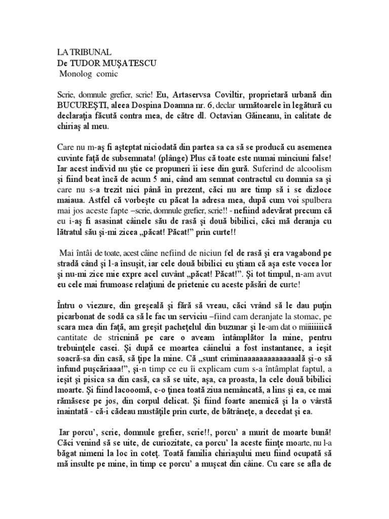 Monolog Comic LA TRIBUNAL-T.Musatescu | PDF