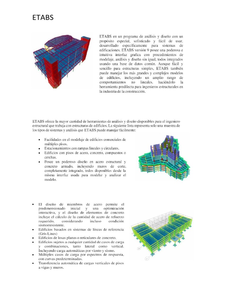 ETABS: Software de Análisis Estructural | PDF | Ingeniería | Software