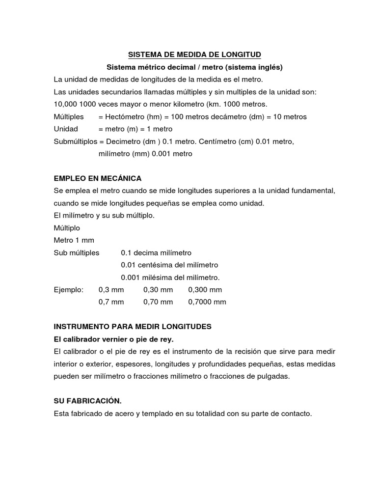 Sistema de Medida de Longitud | PDF | Longitud | Enseñanza de matemática