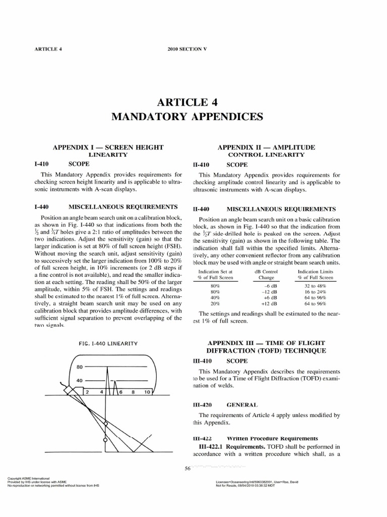 ASME TOFD Code Sect V Article 4 Mandatory Appendix | PDF
