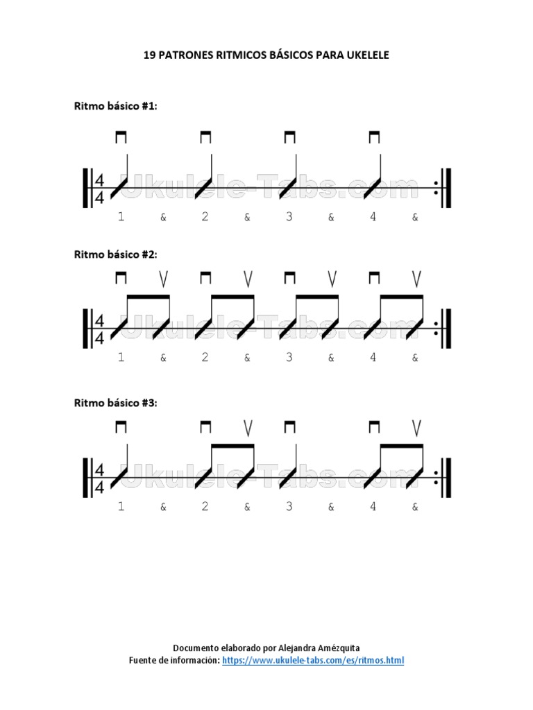 19 Patrones Ritmicos Basicos para Ukelele PDF | PDF | Viajes y turismo
