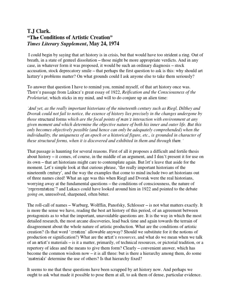 T.J. Clark, "The Conditions of Artistic Creation" | Download Free PDF ...