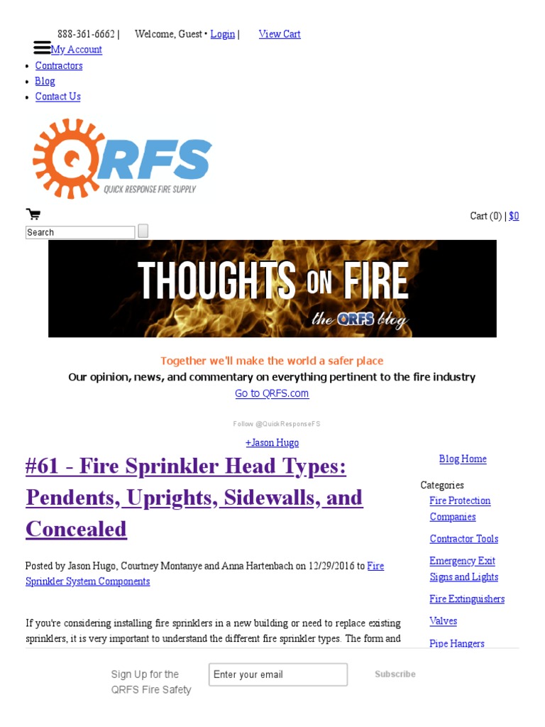 Fire Sprinkler Head Types - Pendents, Uprights, Sidewalls, and ...