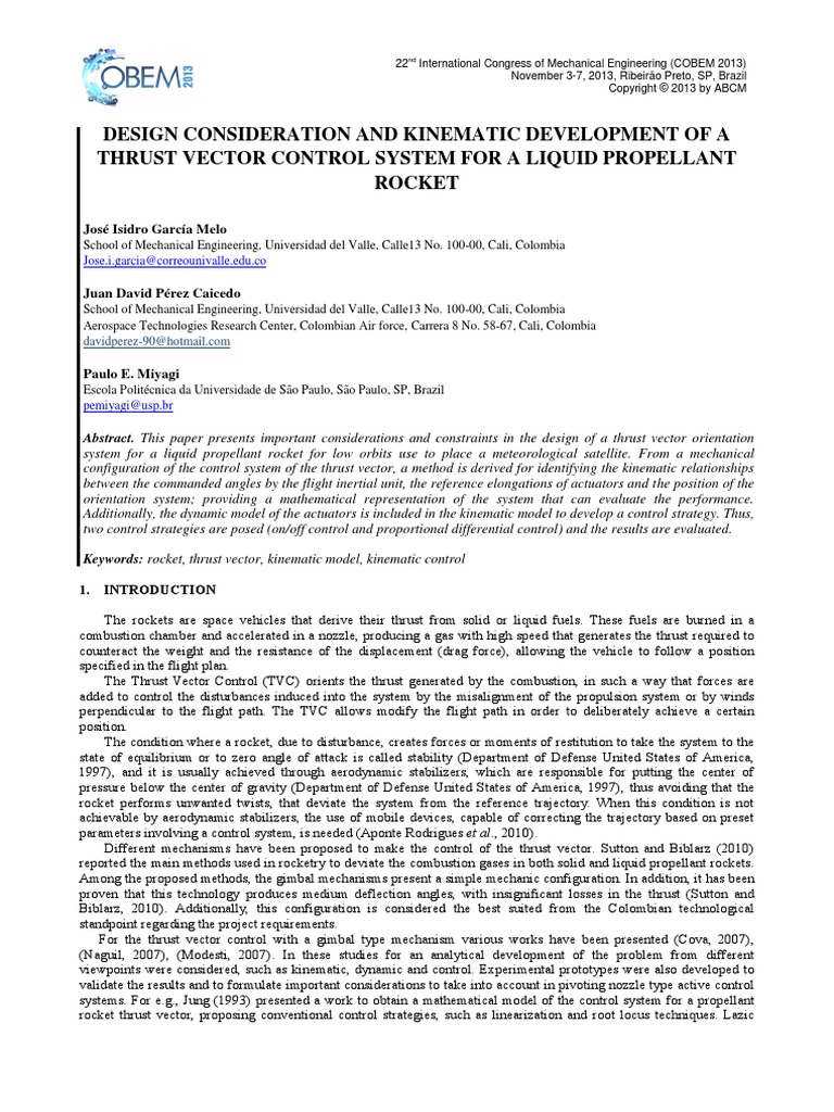 Design Consideration and Kinematic Development of A Thrust Vector ...