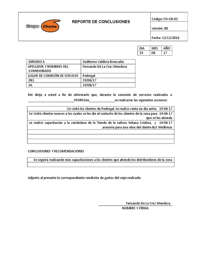 Reporte de Conclusiones Pedregal - Visita de Clientes Junio | Descargar ...