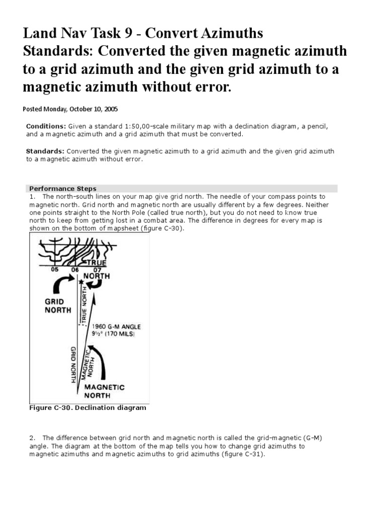 Azimuth Conversion in Land Navigation | PDF | Compass | Scientific ...