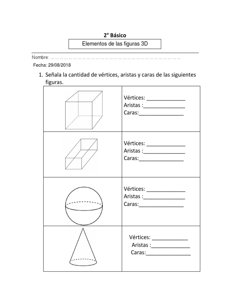 Actividades de Figuras 3D para 2° Básico | PDF