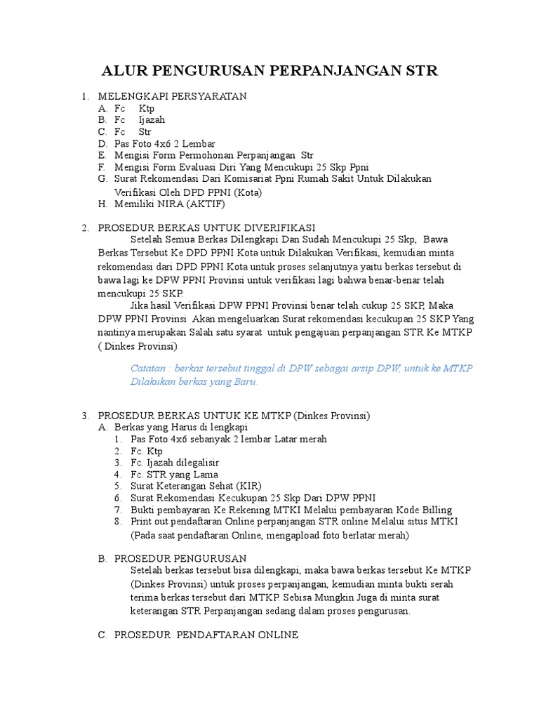 Alur Pengurusan Perpanjangan STR | PDF