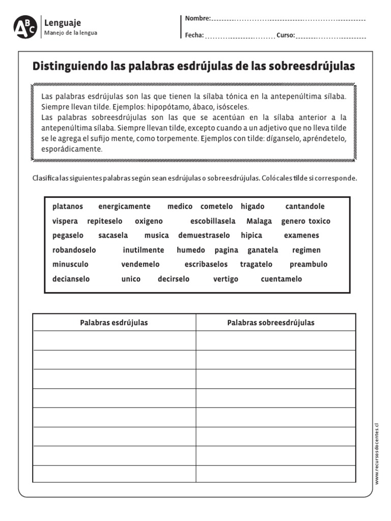 Palabras Esdrujulas | PDF