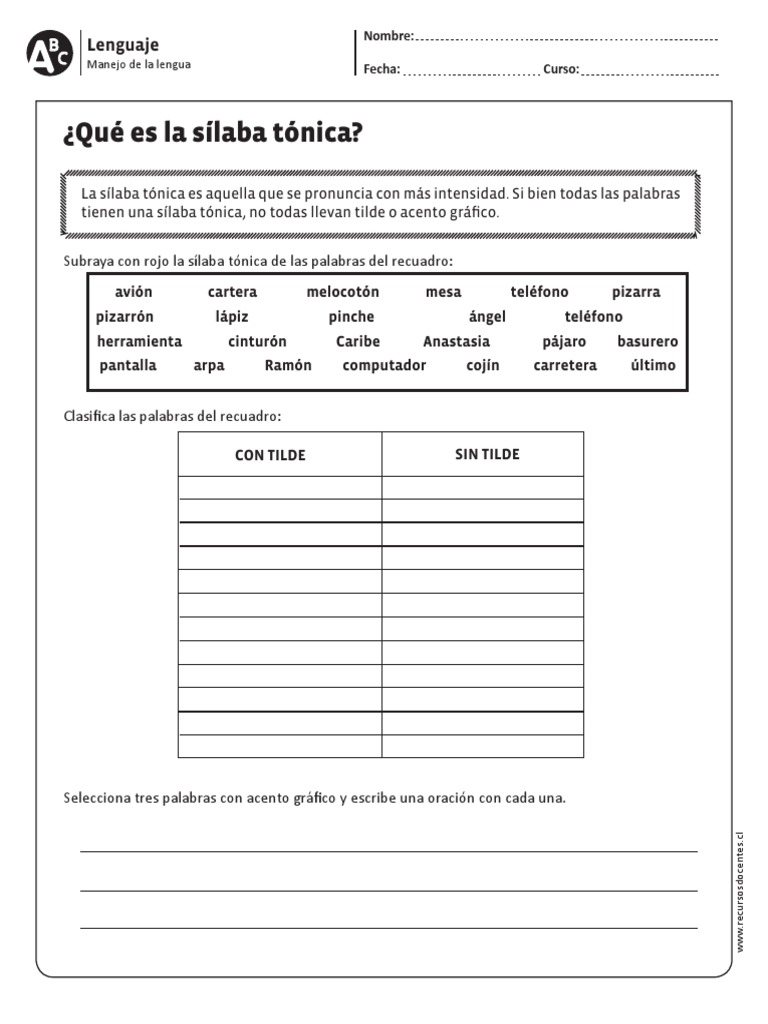 Silaba Tonica PDF | PDF | Artes del Lenguaje y Comunicación