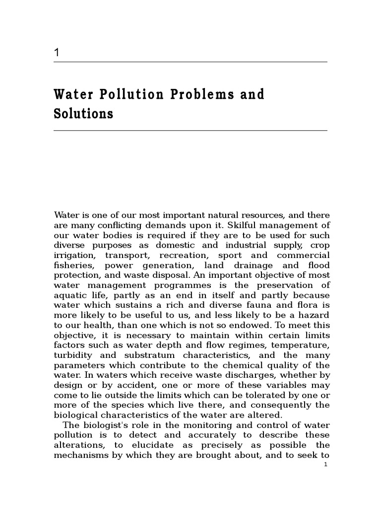 Water Pollution Problems and Solutions | PDF | Pollution | Water Pollution