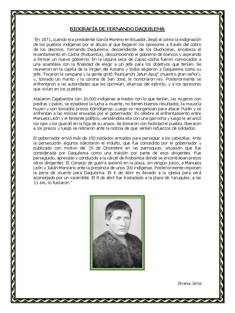 Biografía de Fernando Daquilema | PDF