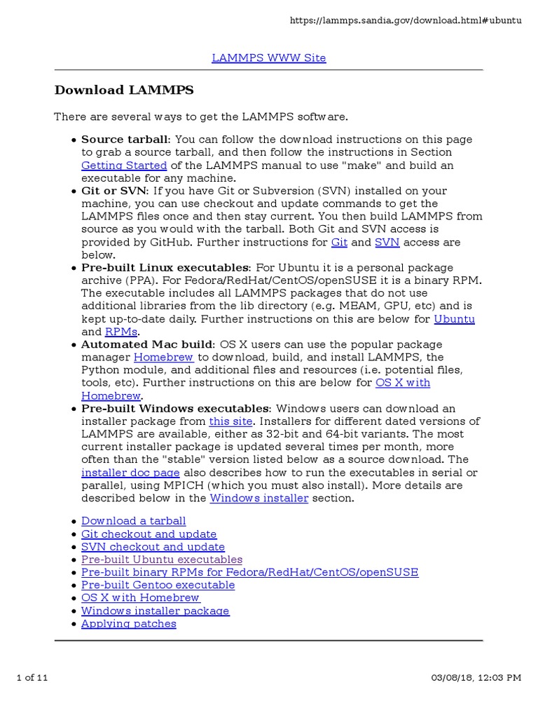 LAMMPS: Pre-Built Ubuntu Executables | Download Free PDF | Ubuntu ...