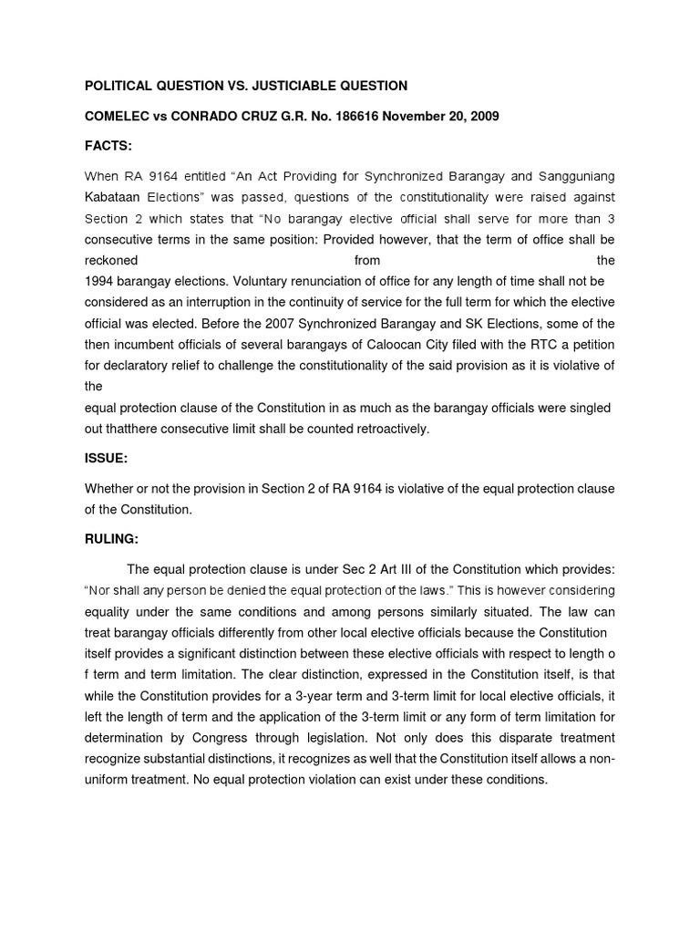 POLITICAL VS JUSTICIABLE QUESTION | PDF
