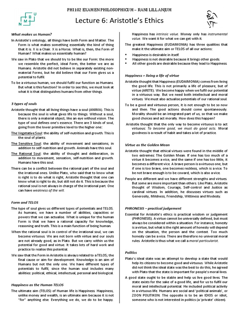 Aristotle's Ethics Explained | PDF | Virtue | Morality