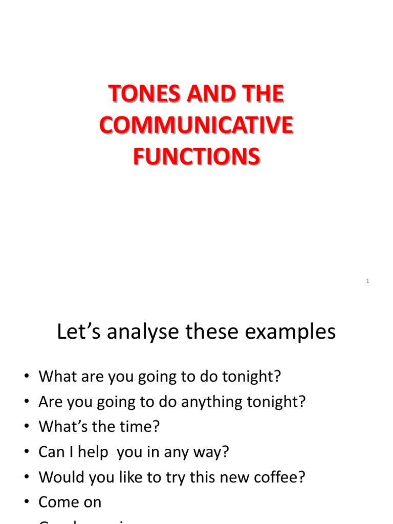 Tones and The Communicative Functions | PDF | Question | Linguistics